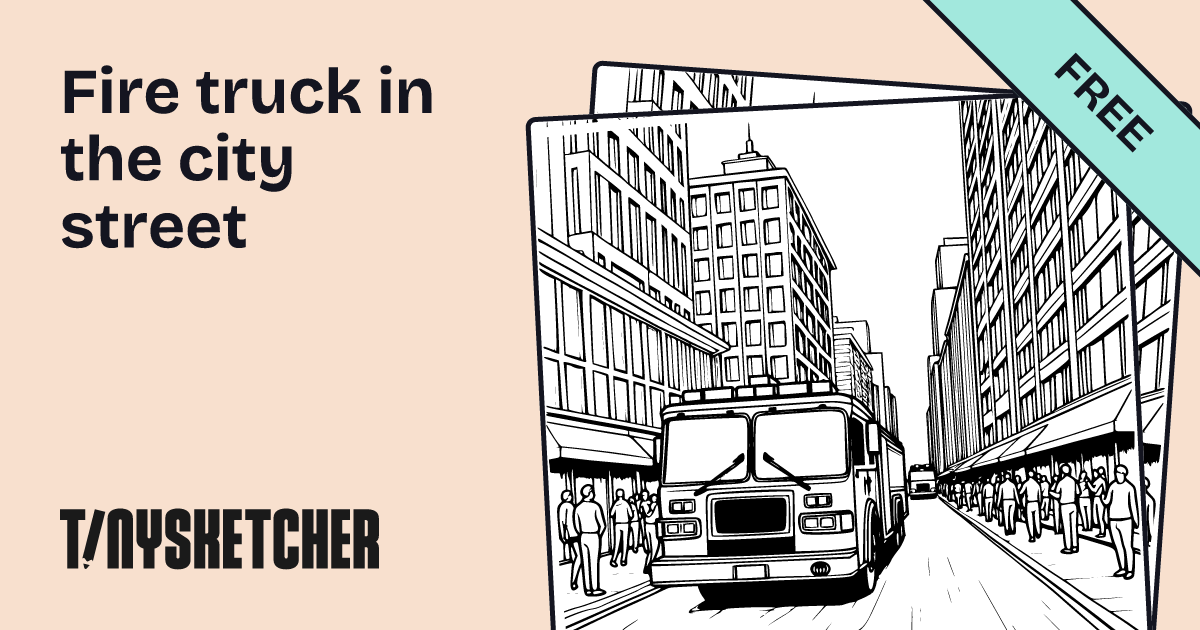 Fire truck in the city street Coloring Page | Free Printables | Tiny ...