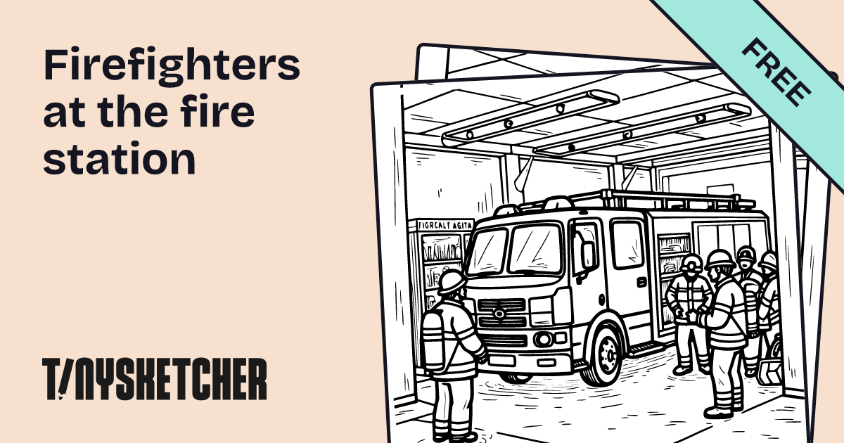 Firefighters at the fire station Coloring Page | Free Printables | Tiny ...