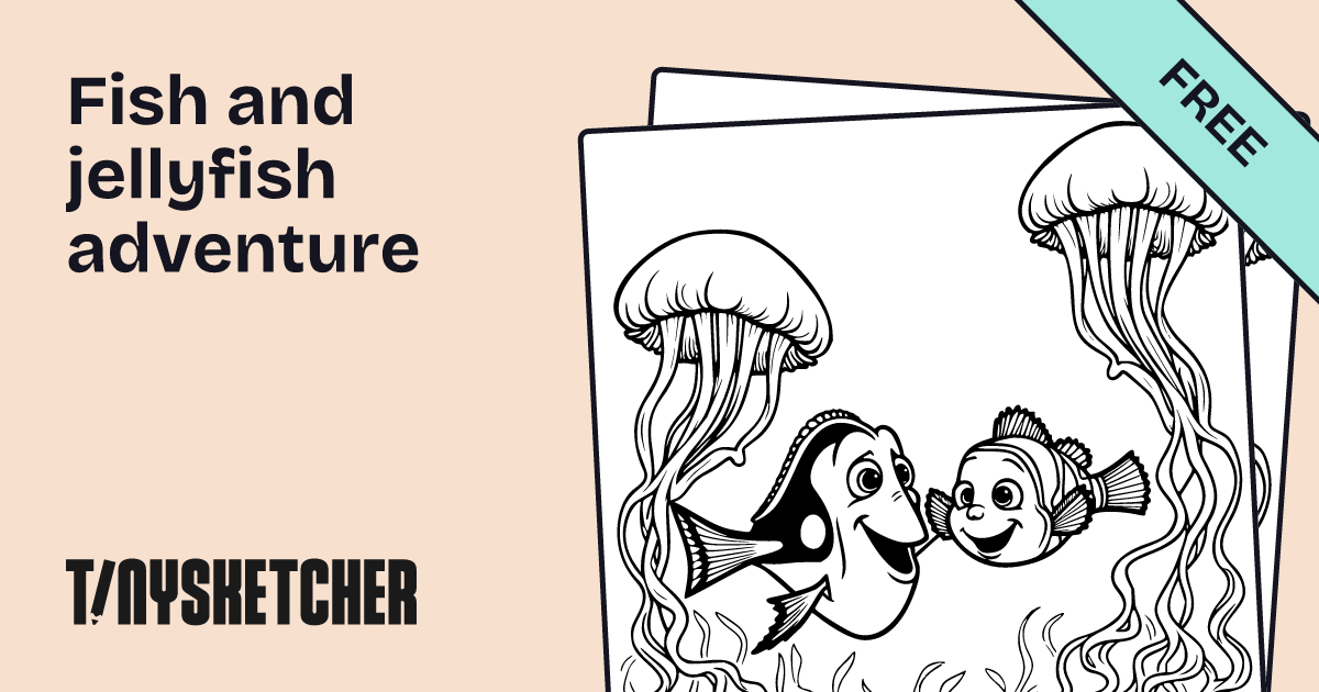 Fish and jellyfish adventure Coloring Page | Free Printables | Tiny ...