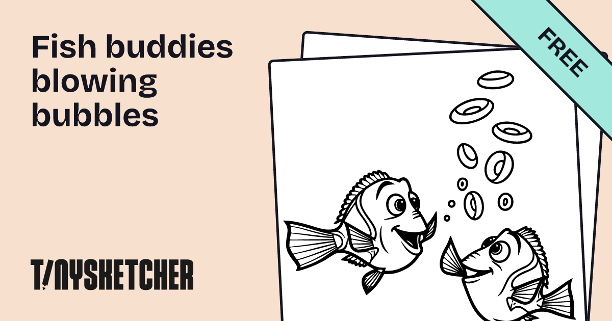 Fish buddies blowing bubbles Coloring Page | Free Printables | Tiny ...