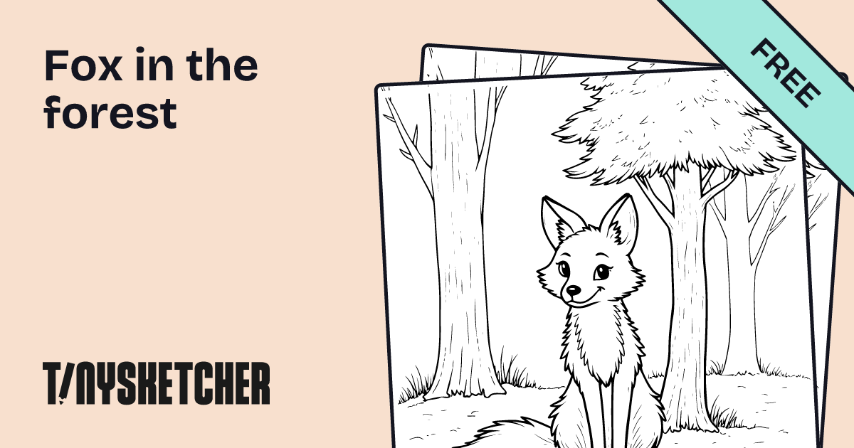 Fox in the forest Coloring Page | Free Printables | Tiny Sketcher