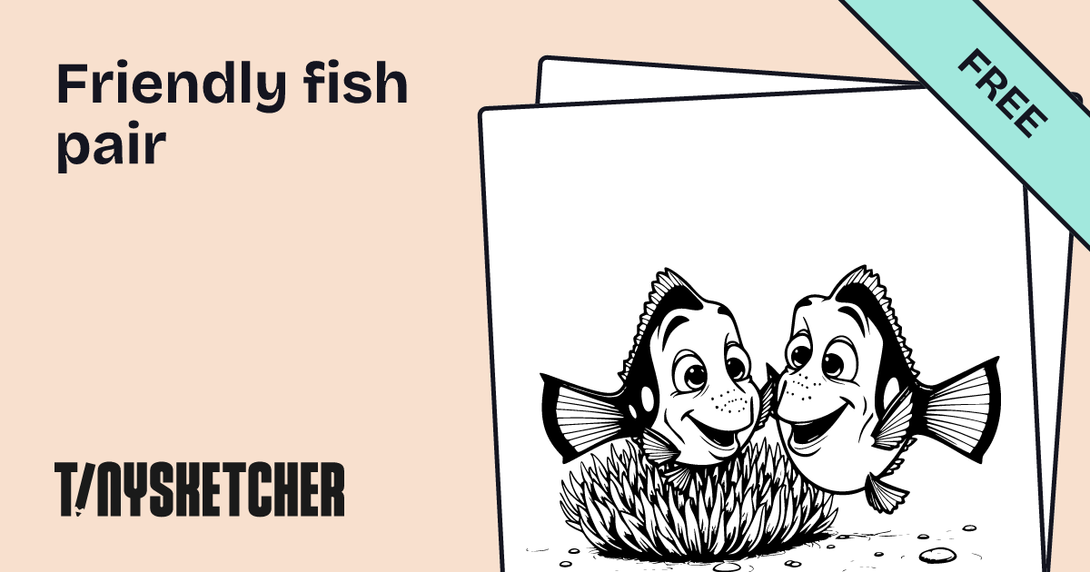 Friendly fish pair Coloring Page | Free Printables | Tiny Sketcher
