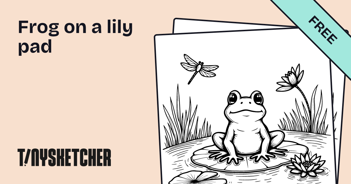 Frog on a lily pad Coloring Page | Free Printables | Tiny Sketcher