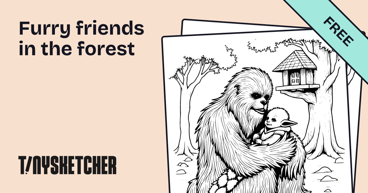Furry friends in the forest Coloring Page | Free Printables | Tiny Sketcher