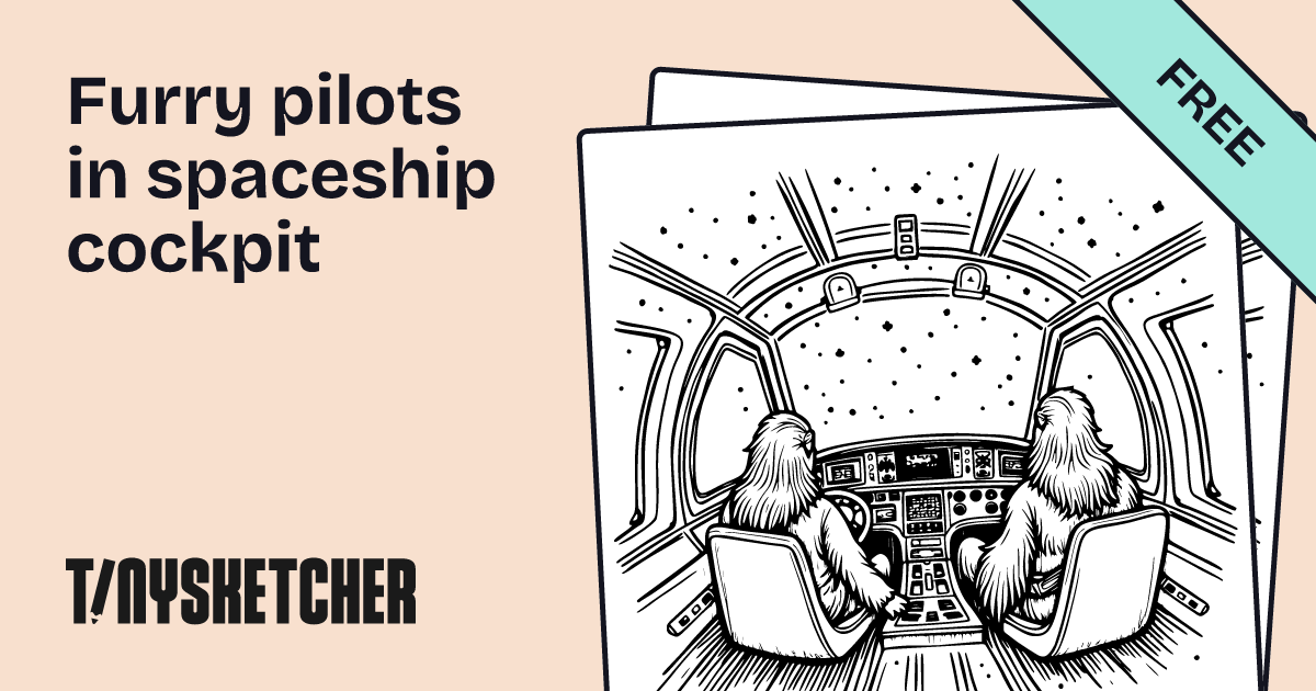 Furry pilots in spaceship cockpit Coloring Page | Free Printables ...
