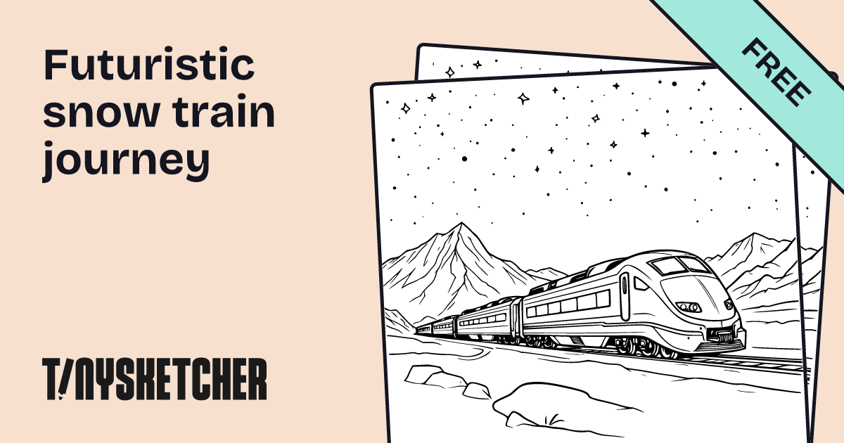 Futuristic snow train journey Coloring Page | Free Printables | Tiny ...
