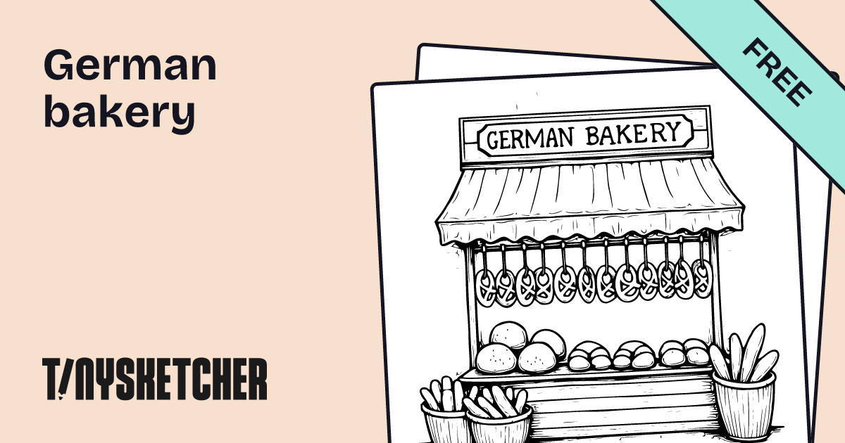 German bakery Coloring Page | Free Printables | Tiny Sketcher