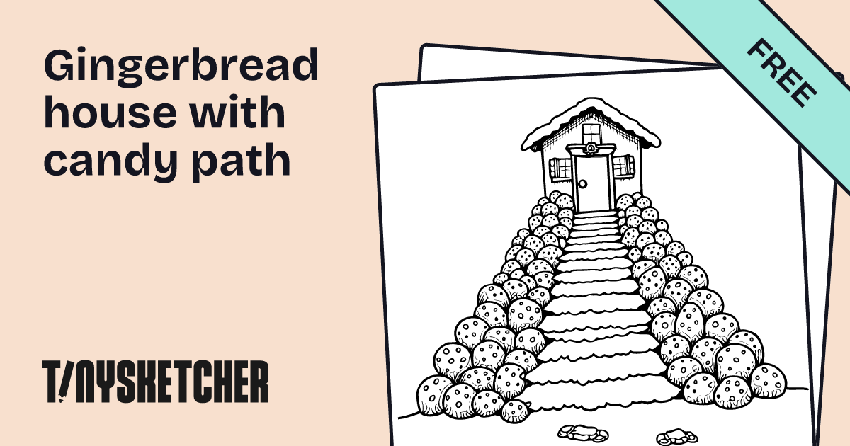 Gingerbread house with candy path Coloring Page | Free Printables ...