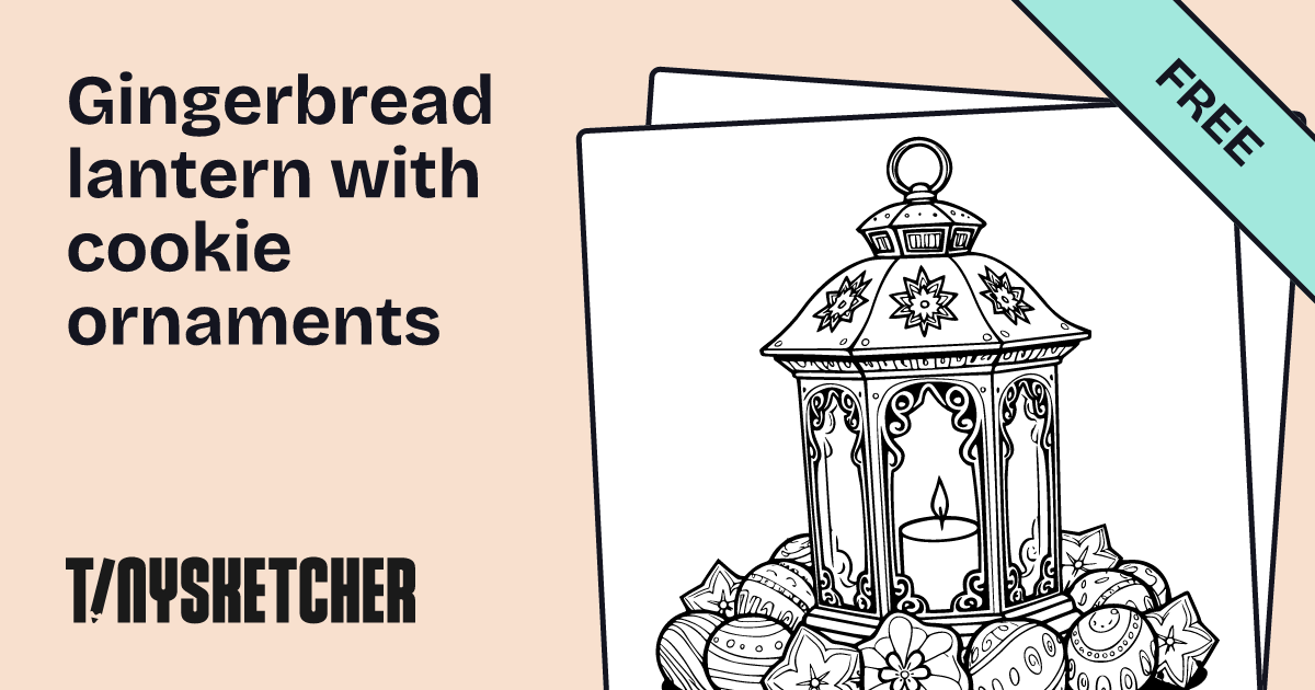 Gingerbread lantern with cookie ornaments Coloring Page | Free ...