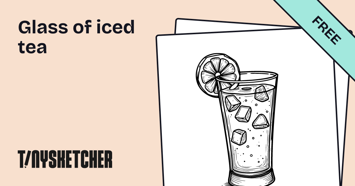 Glass of iced tea Coloring Page | Free Printables | Tiny Sketcher
