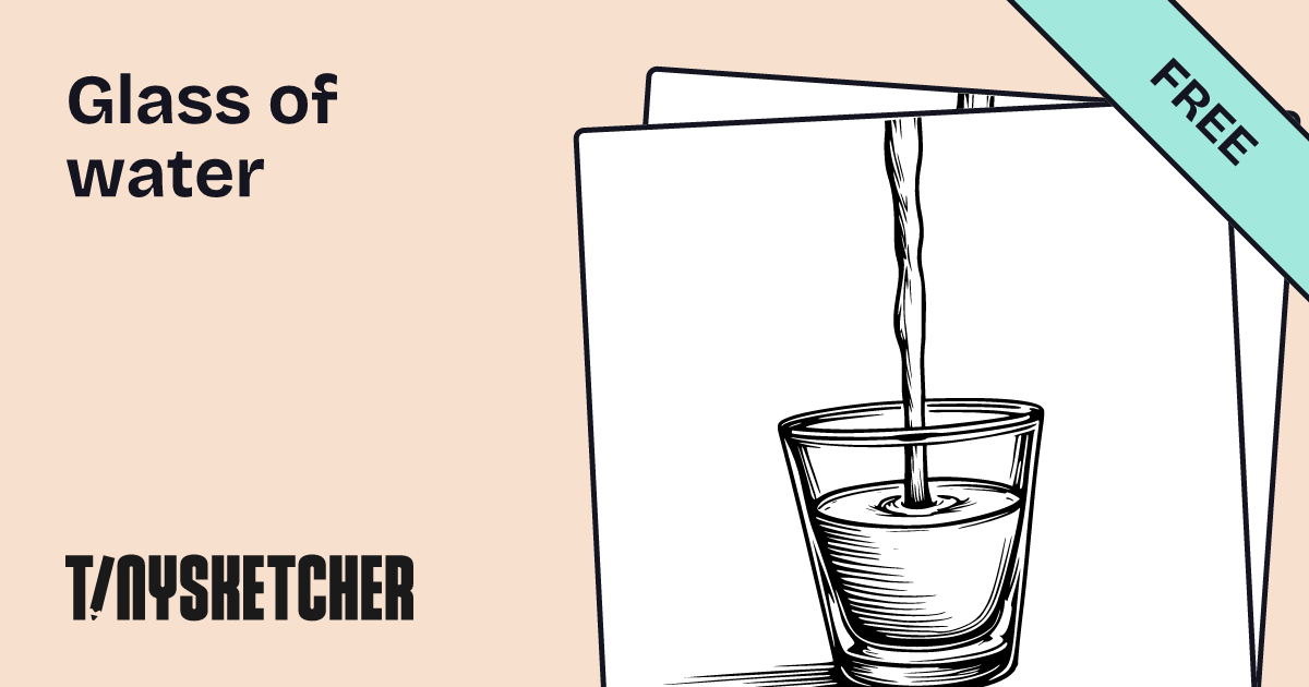 Glass of water Coloring Page | Free Printables | Tiny Sketcher