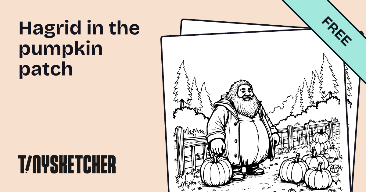Hagrid in the pumpkin patch Coloring Page | Free Printables | Tiny Sketcher