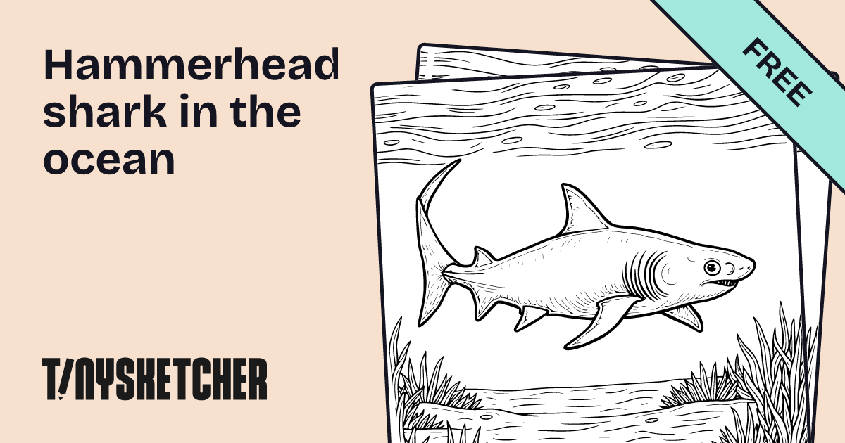 Hammerhead shark in the ocean Coloring Page | Free Printables | Tiny ...