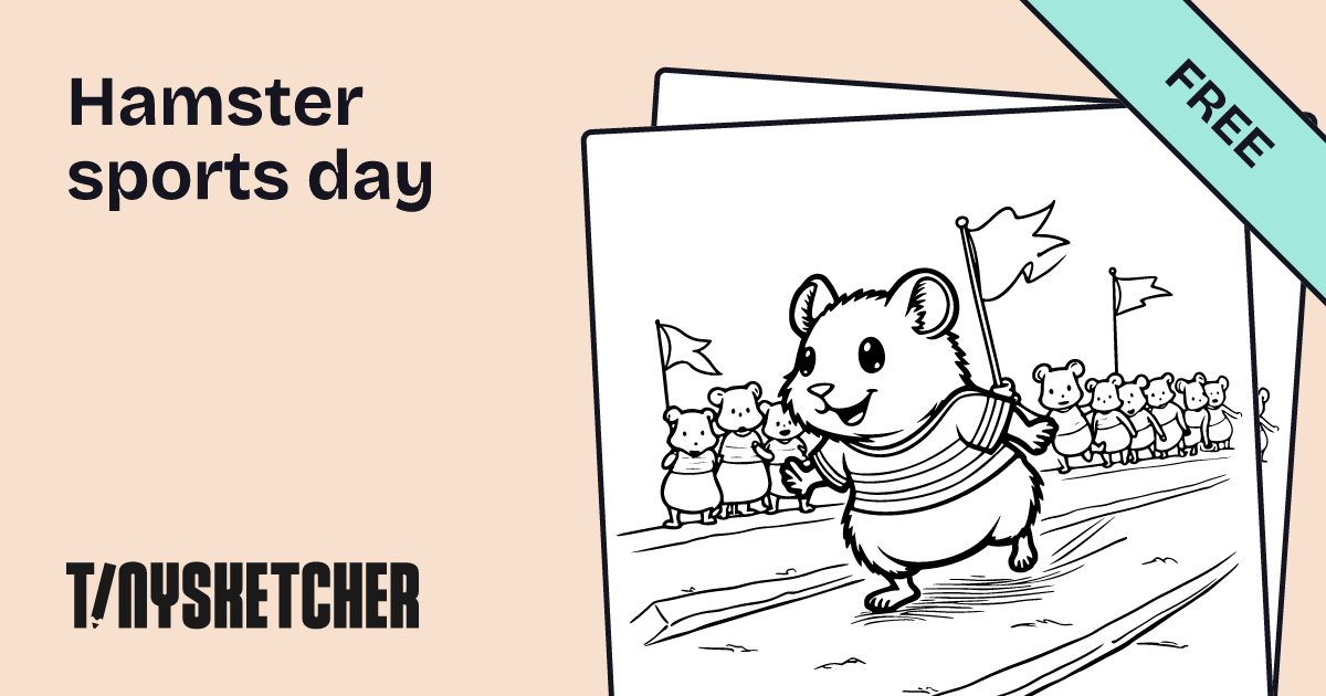 Hamster sports day Coloring Page | Free Printables | Tiny Sketcher