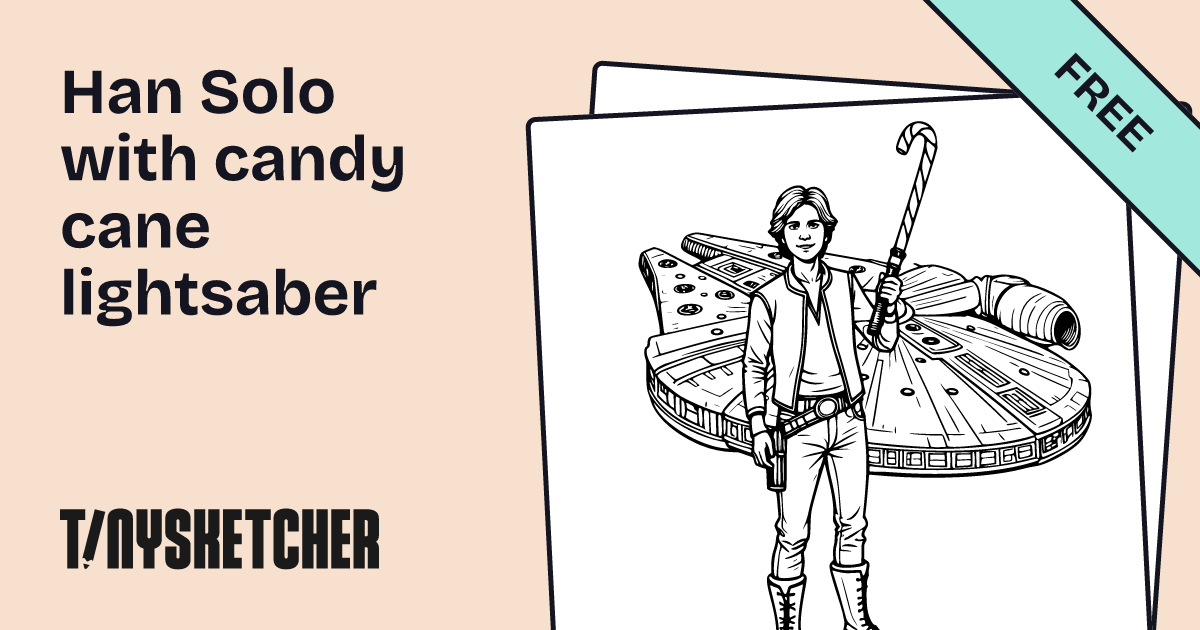 Han Solo with candy cane lightsaber Coloring Page | Free Printables ...