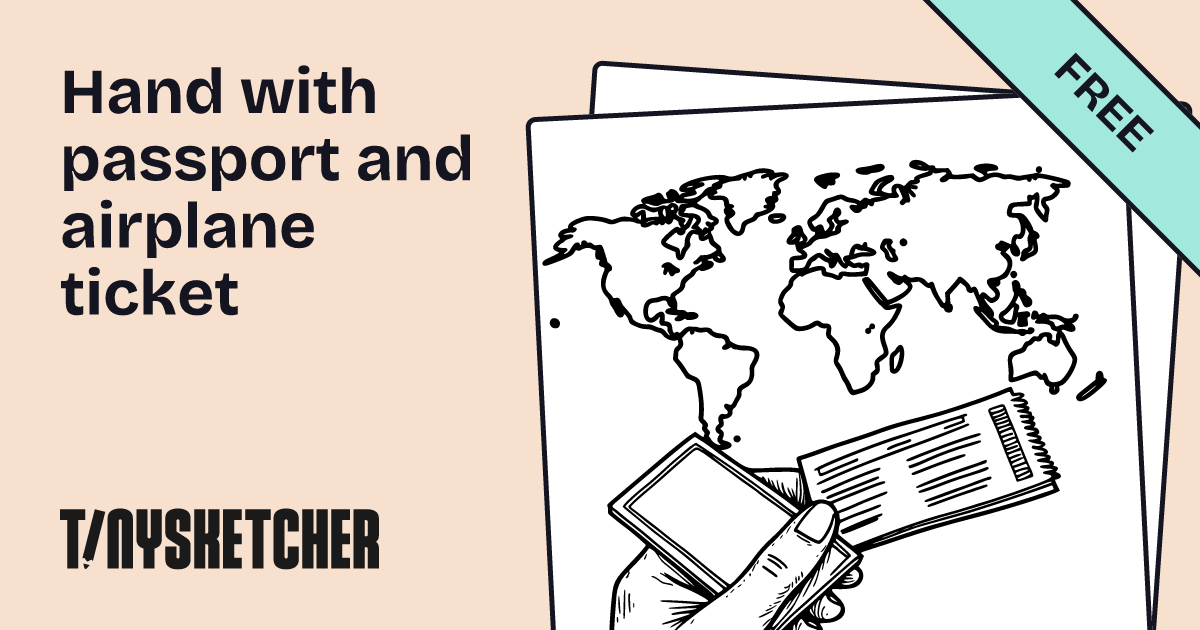 Hand with passport and airplane ticket Coloring Page | Free Printables ...