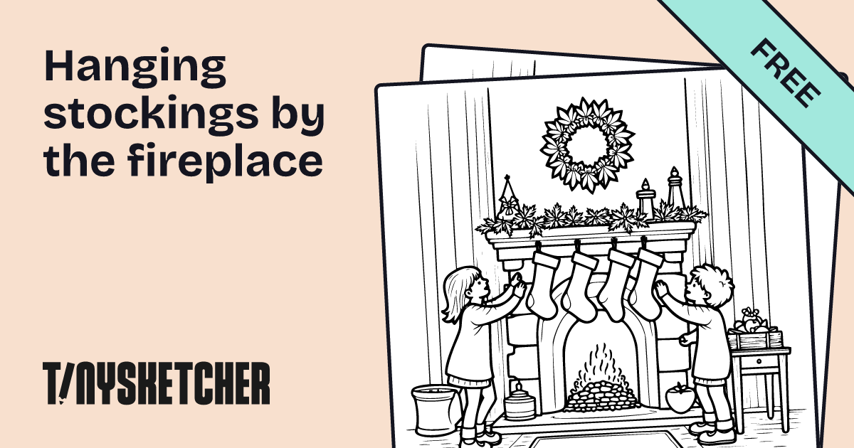 Hanging stockings by the fireplace Coloring Page | Free Printables ...