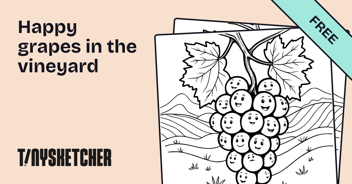 Happy grapes in the vineyard Coloring Page | Free Printables | Tiny ...