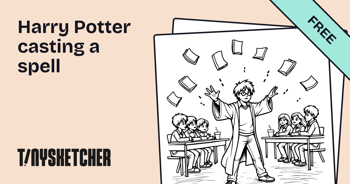 Harry Potter casting a spell Coloring Page | Free Printables | Tiny ...