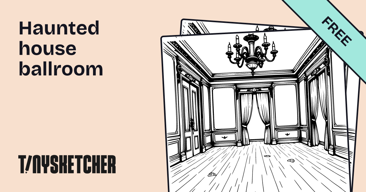Haunted house ballroom Coloring Page | Free Printables | Tiny Sketcher
