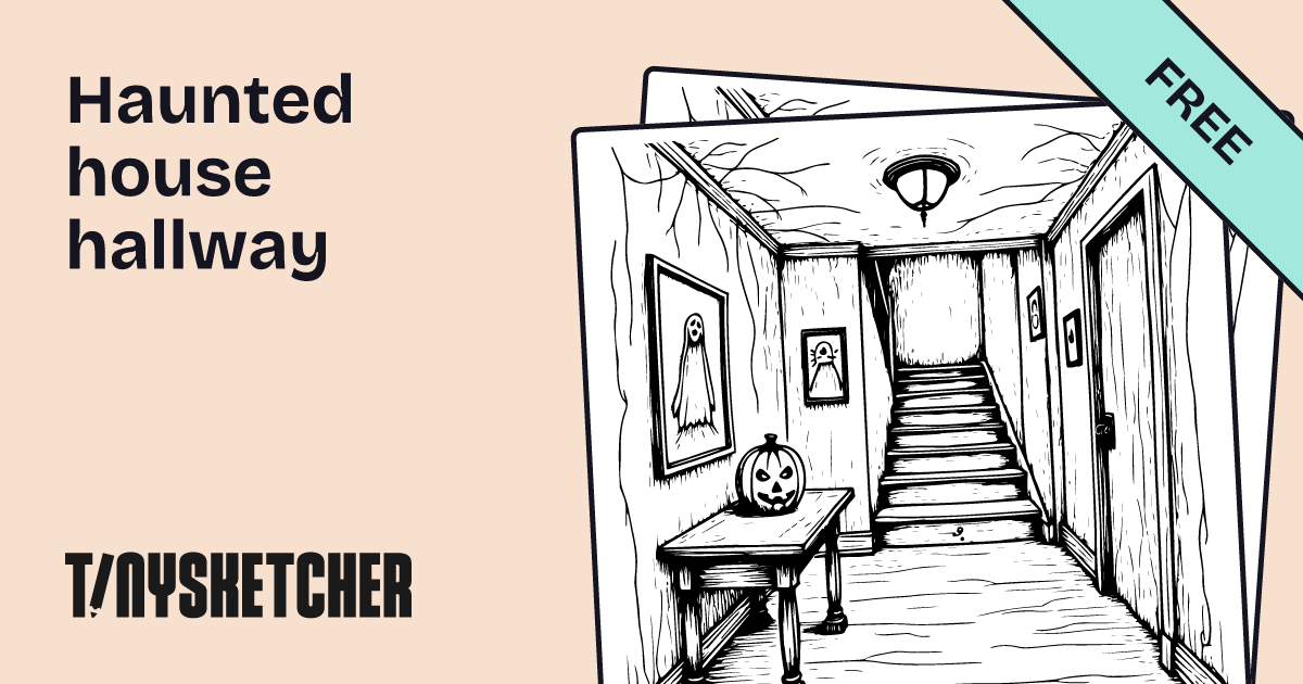 Haunted house hallway Coloring Page | Free Printables | Tiny Sketcher