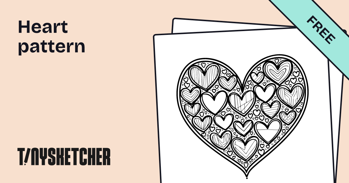Heart pattern Coloring Page | Free Printables | Tiny Sketcher
