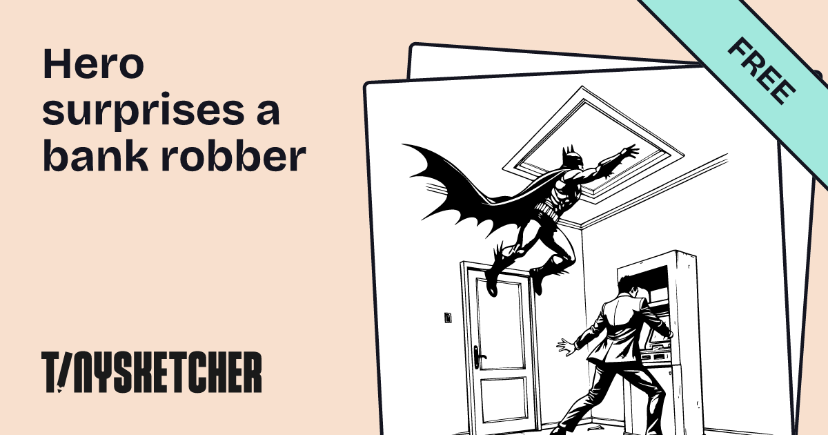 Hero surprises a bank robber Coloring Page | Free Printables | Tiny ...