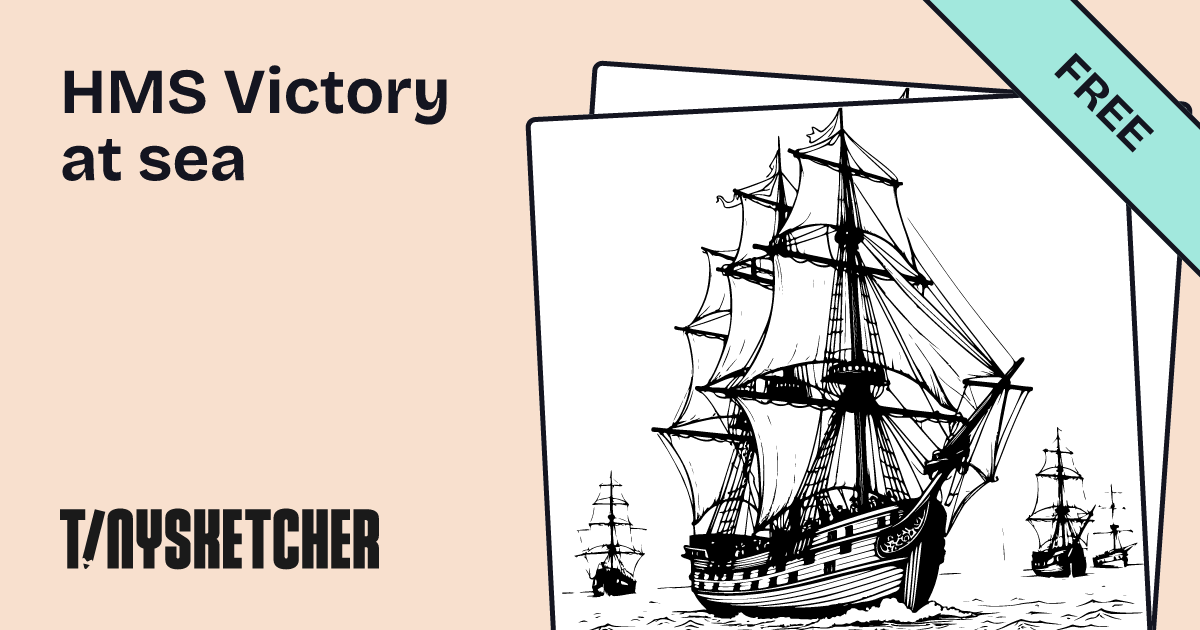 HMS Victory at sea Coloring Page | Free Printables | Tiny Sketcher