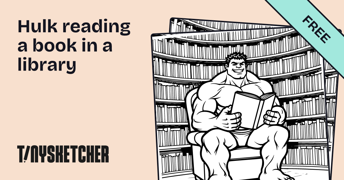Hulk reading a book in a library Coloring Page | Free Printables | Tiny ...