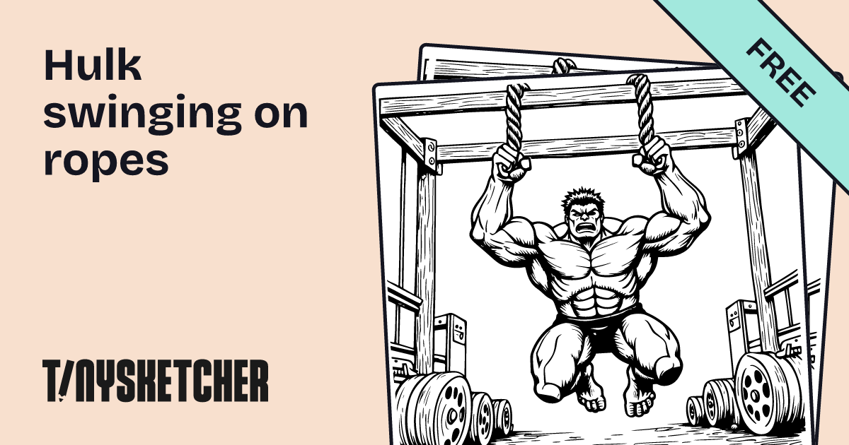 Hulk swinging on ropes Coloring Page | Free Printables | Tiny Sketcher