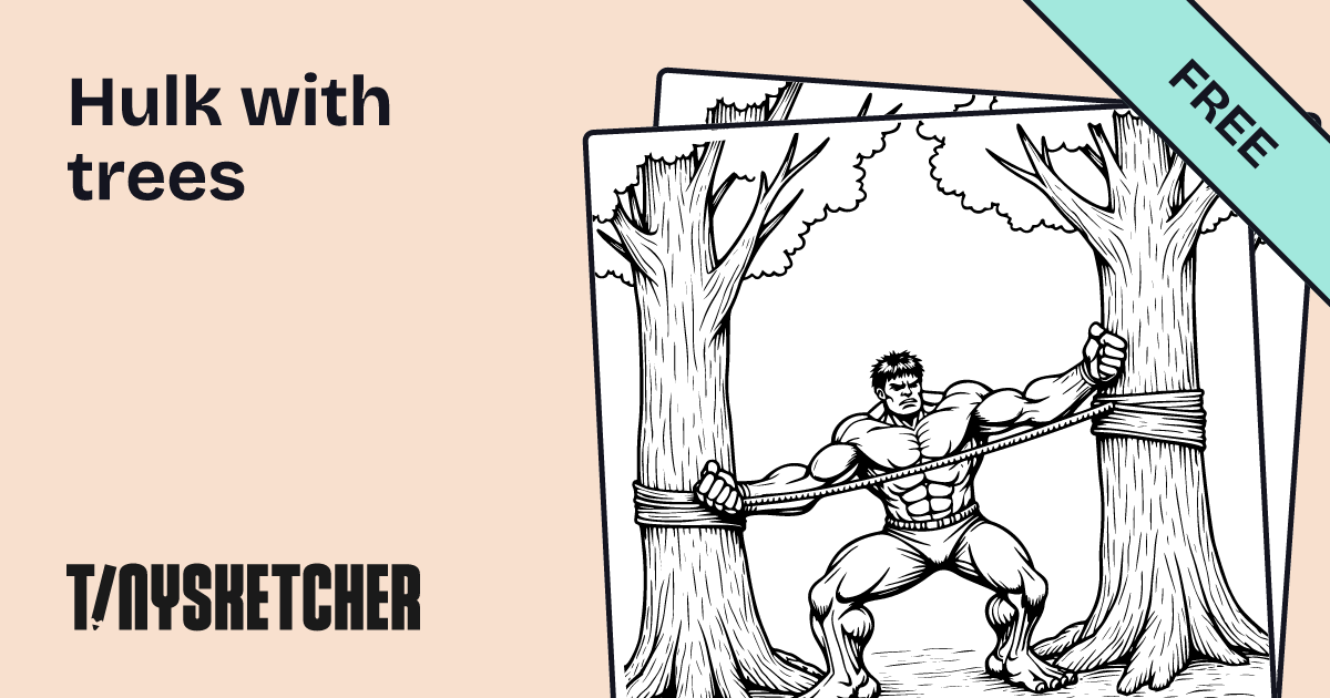 Hulk with trees Coloring Page | Free Printables | Tiny Sketcher