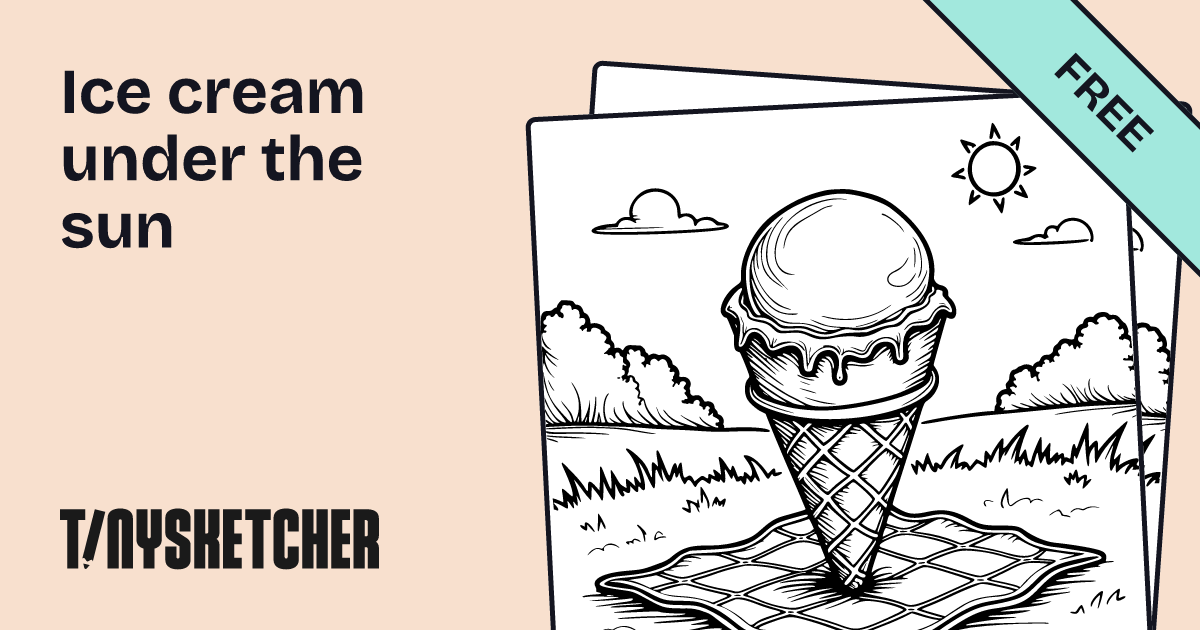 Ice cream under the sun Coloring Page | Free Printables | Tiny Sketcher