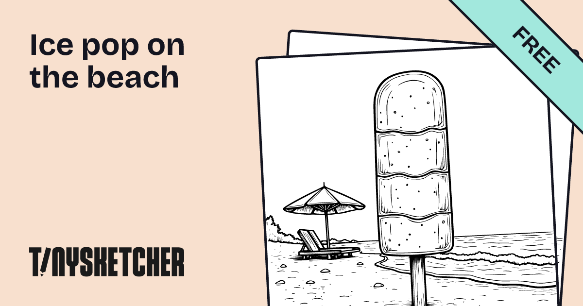 Ice pop on the beach Coloring Page | Free Printables | Tiny Sketcher