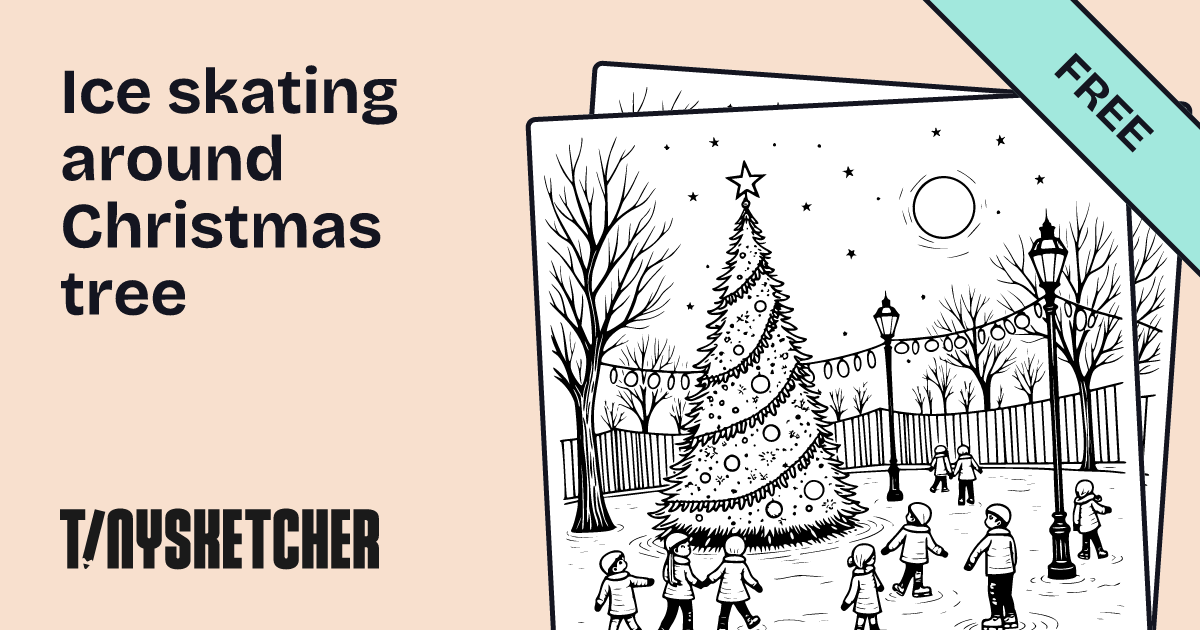 Ice skating around Christmas tree Coloring Page | Free Printables ...