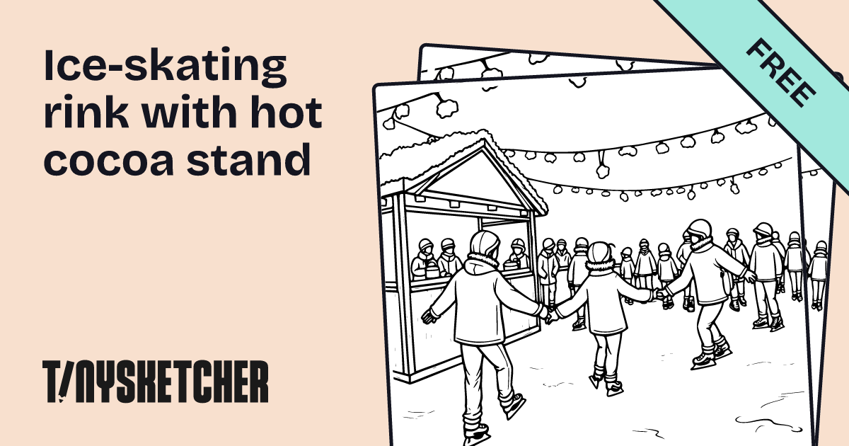Ice-skating rink with hot cocoa stand Coloring Page | Free Printables ...