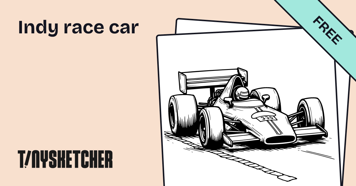 Indy race car Coloring Page | Free Printables | Tiny Sketcher