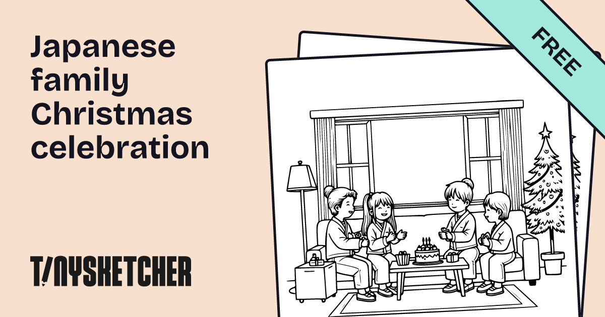 Japanese family Christmas celebration Coloring Page | Free Printables ...