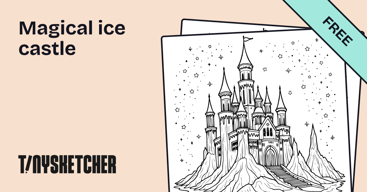 Magical ice castle Coloring Page | Free Printables | Tiny Sketcher