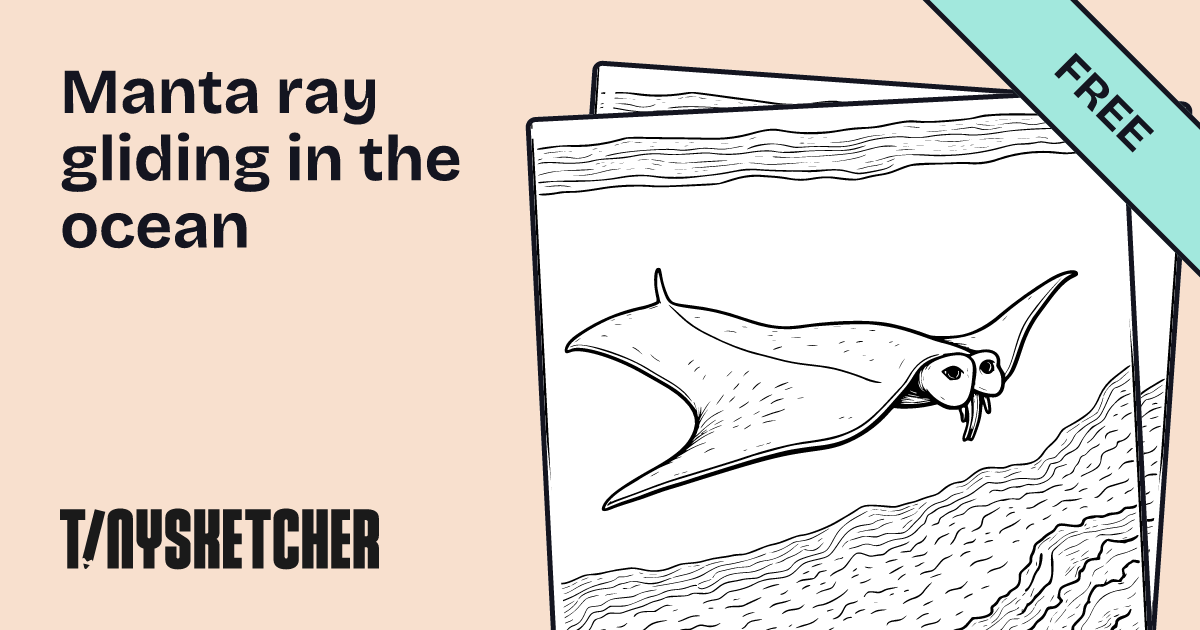 Manta ray gliding in the ocean Coloring Page | Free Printables | Tiny ...