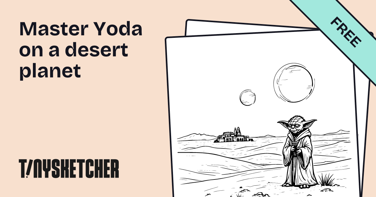 Master Yoda on a desert planet Coloring Page | Free Printables | Tiny ...