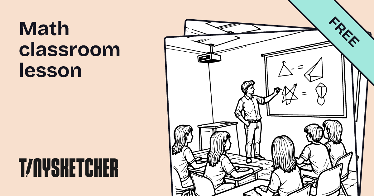 Math classroom lesson Coloring Page | Free Printables | Tiny Sketcher