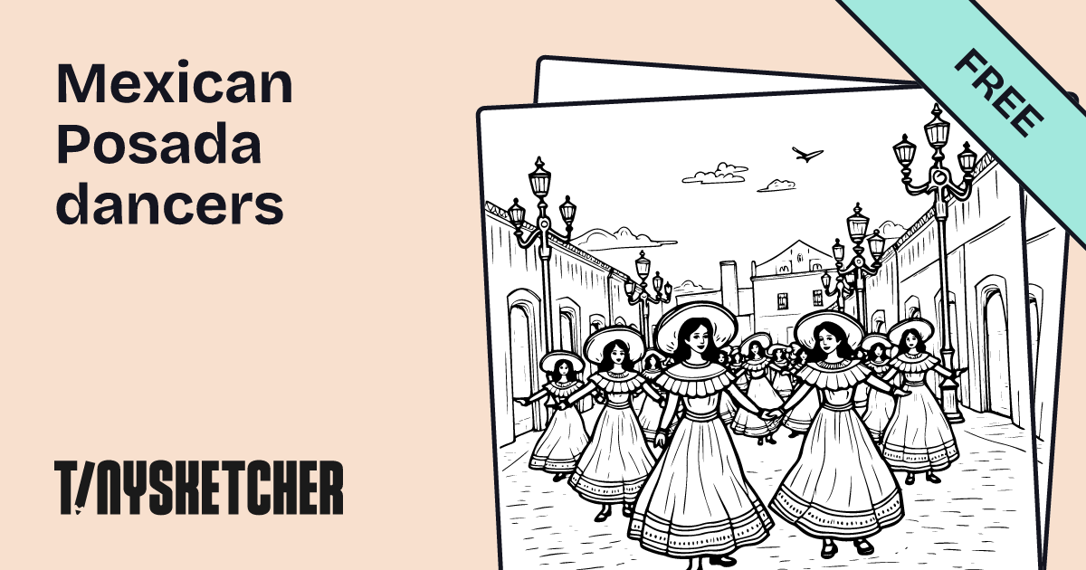 Mexican Posada dancers Coloring Page | Free Printables | Tiny Sketcher