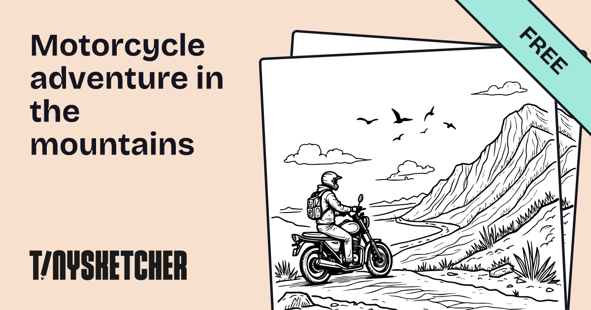 Motorcycle adventure in the mountains Coloring Page | Free Printables ...