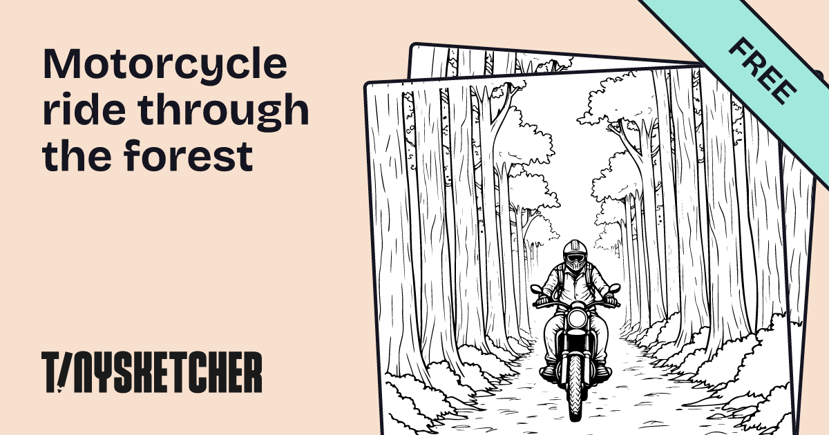 Motorcycle ride through the forest Coloring Page | Free Printables ...
