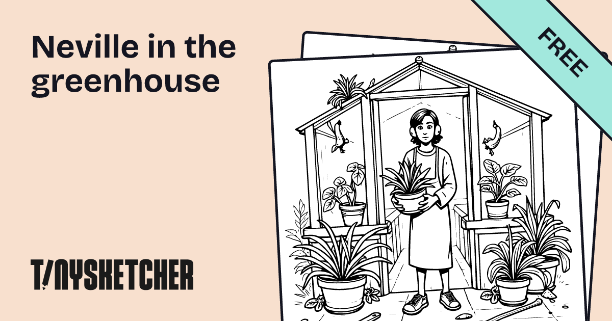 Neville in the greenhouse Coloring Page | Free Printables | Tiny Sketcher