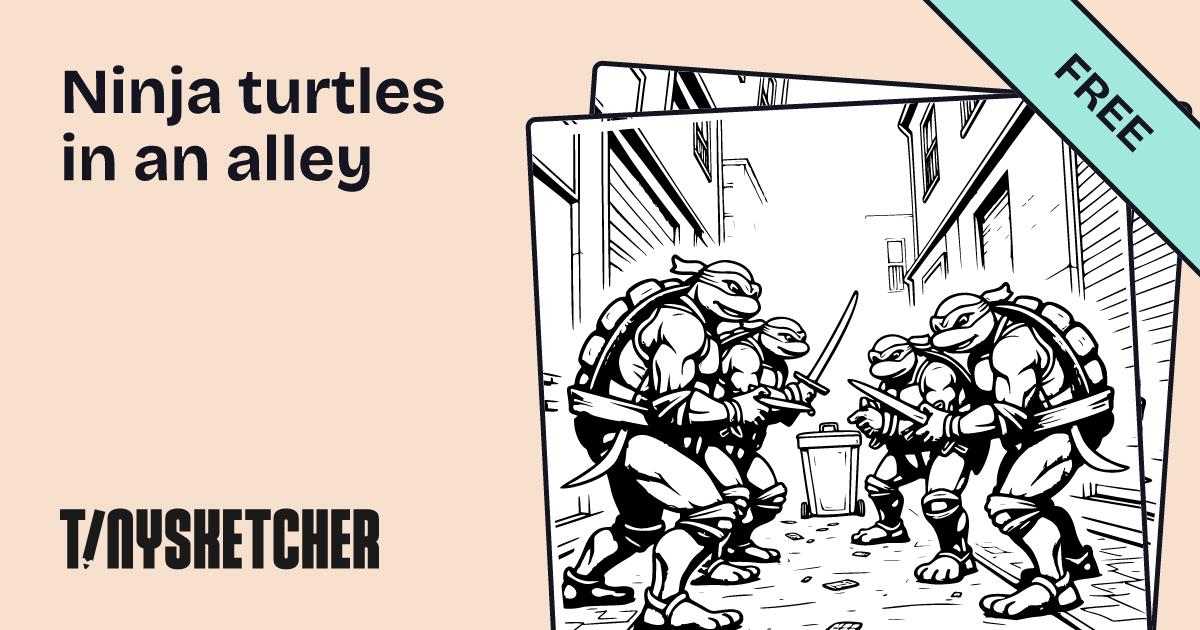 Ninja turtles in an alley Coloring Page | Free Printables | Tiny Sketcher