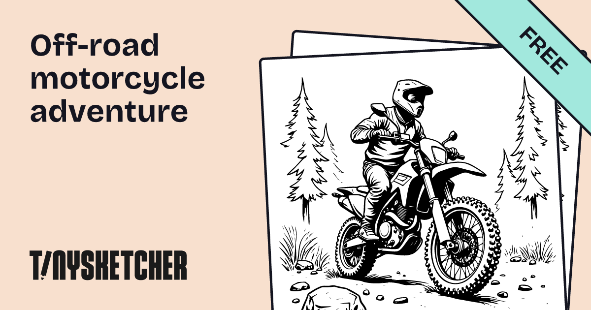 Off-road motorcycle adventure Coloring Page | Free Printables | Tiny ...