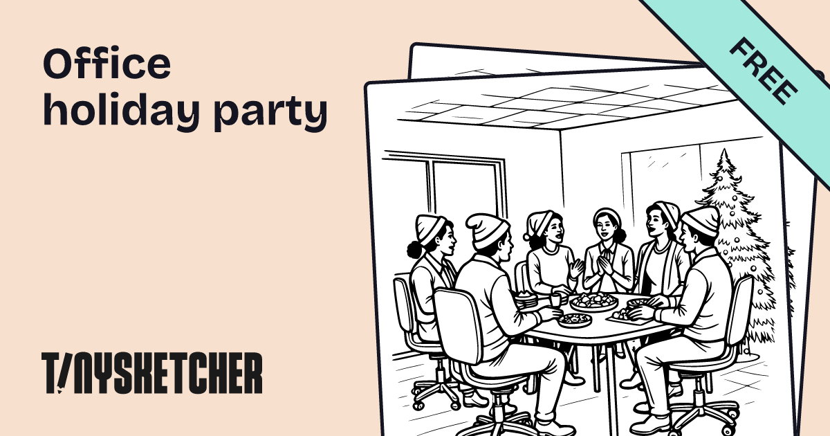 Office holiday party Coloring Page | Free Printables | Tiny Sketcher
