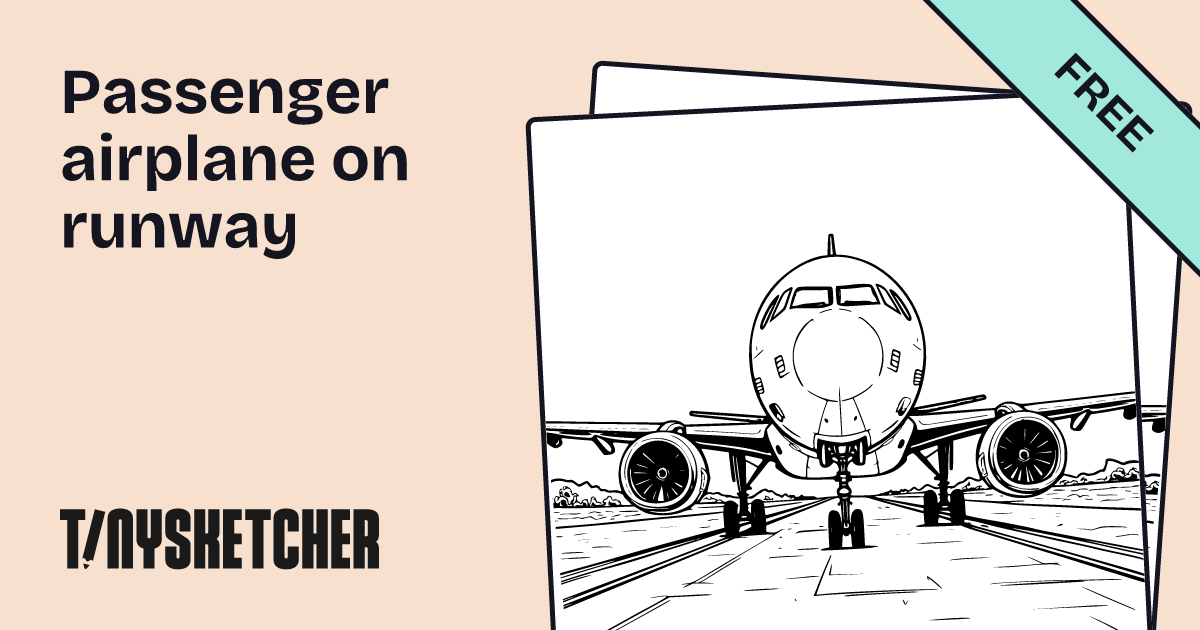 Passenger airplane on runway Coloring Page | Free Printables | Tiny ...