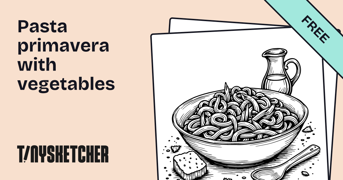 Pasta primavera with vegetables Coloring Page | Free Printables | Tiny ...